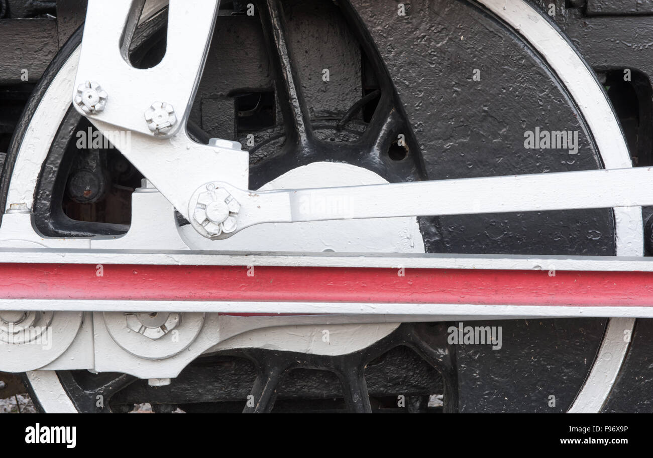 Old steam locomotive drive wheels on railway track Stock Photo - Alamy