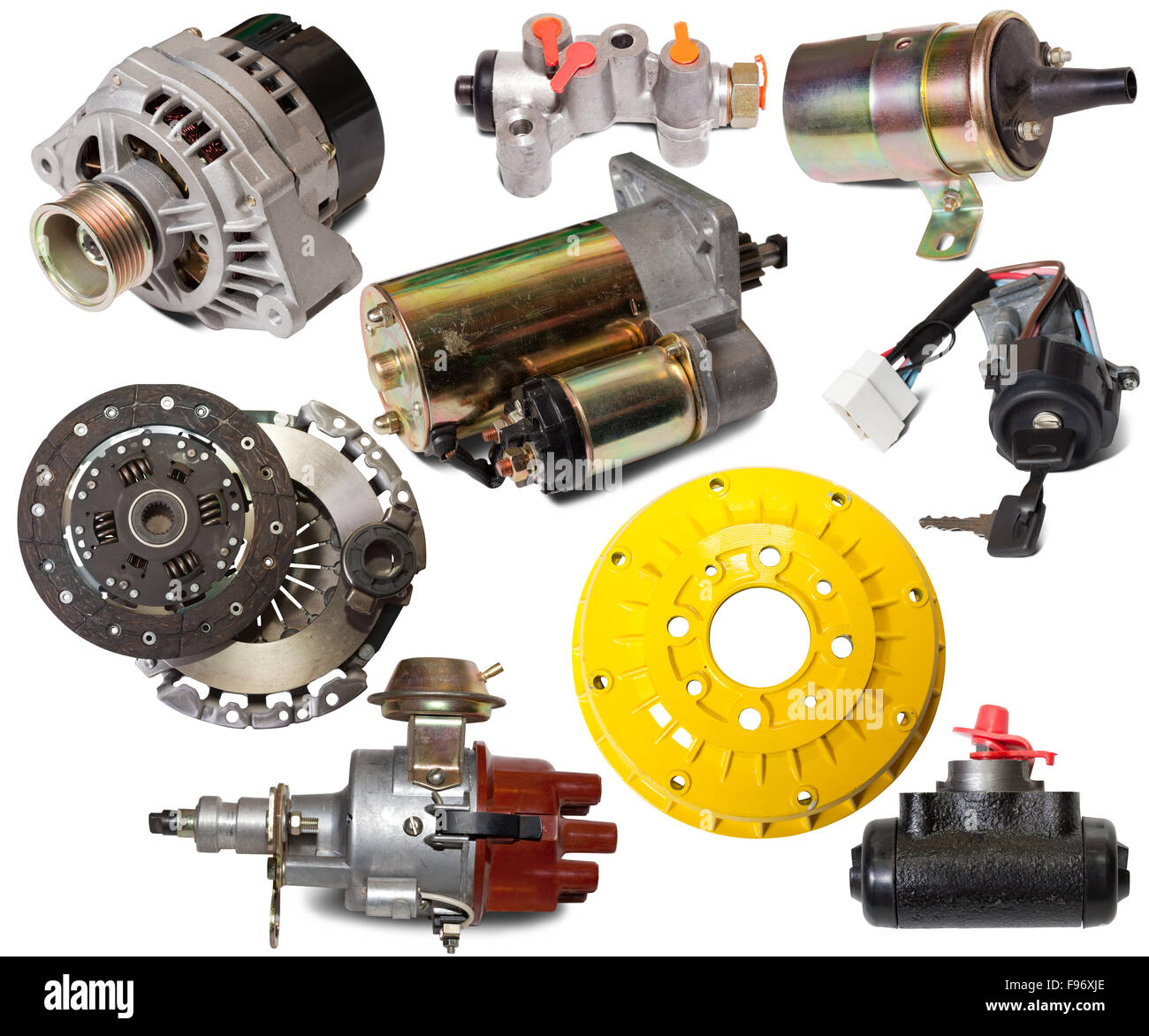 Set of auto parts. Isolated on white background Stock Photo - Alamy