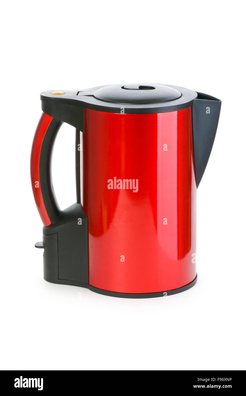 Red electrical kettle isolated on white Stock Photo - Alamy