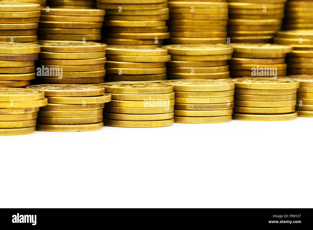 Stack of coins isolated on the white Stock Photo - Alamy