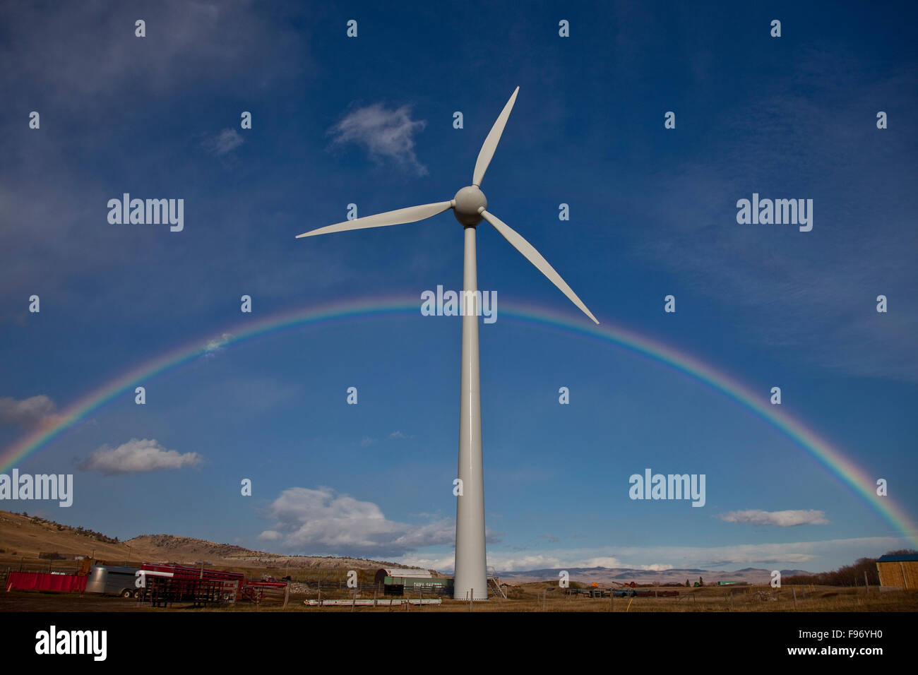 Windmill and rainbow, Alberta, Canada Stock Photo - Alamy