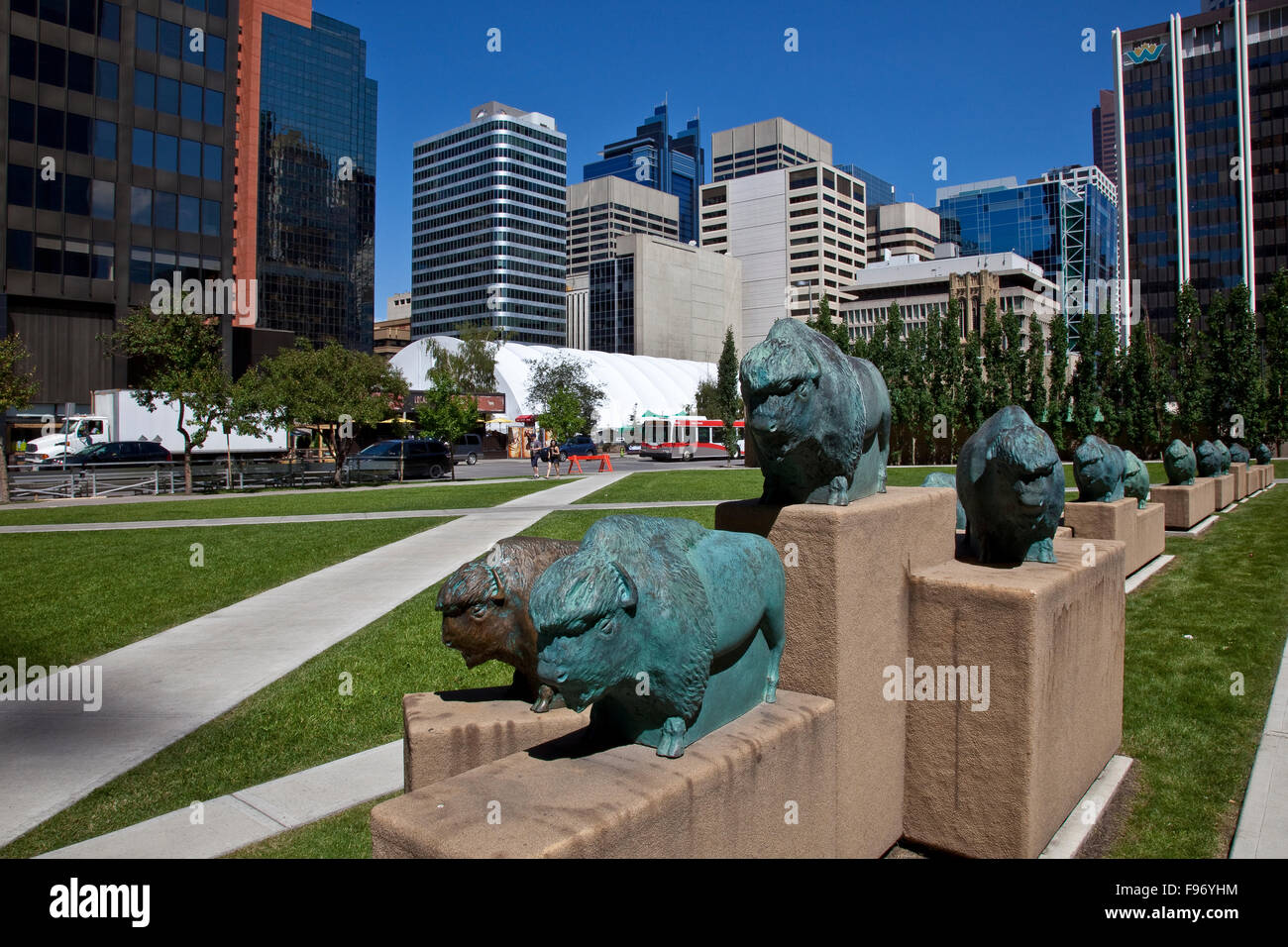 Buffalo Trails Sculpture, Calgary, Alberta, Canada Stock Photo - Alamy