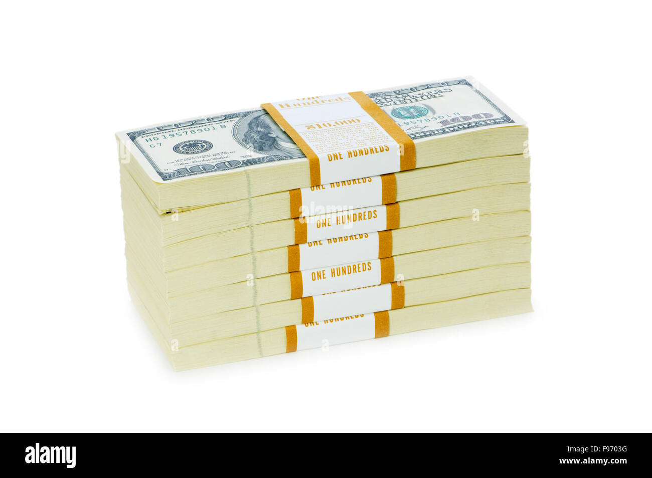 Stack of dollars isolated on the white Stock Photo - Alamy