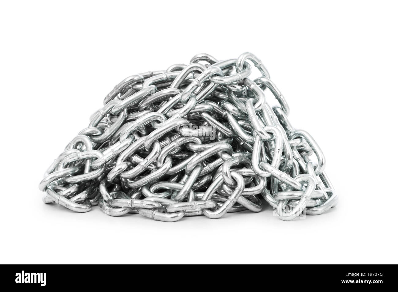 Silver chain isolated on the white background Stock Photo - Alamy
