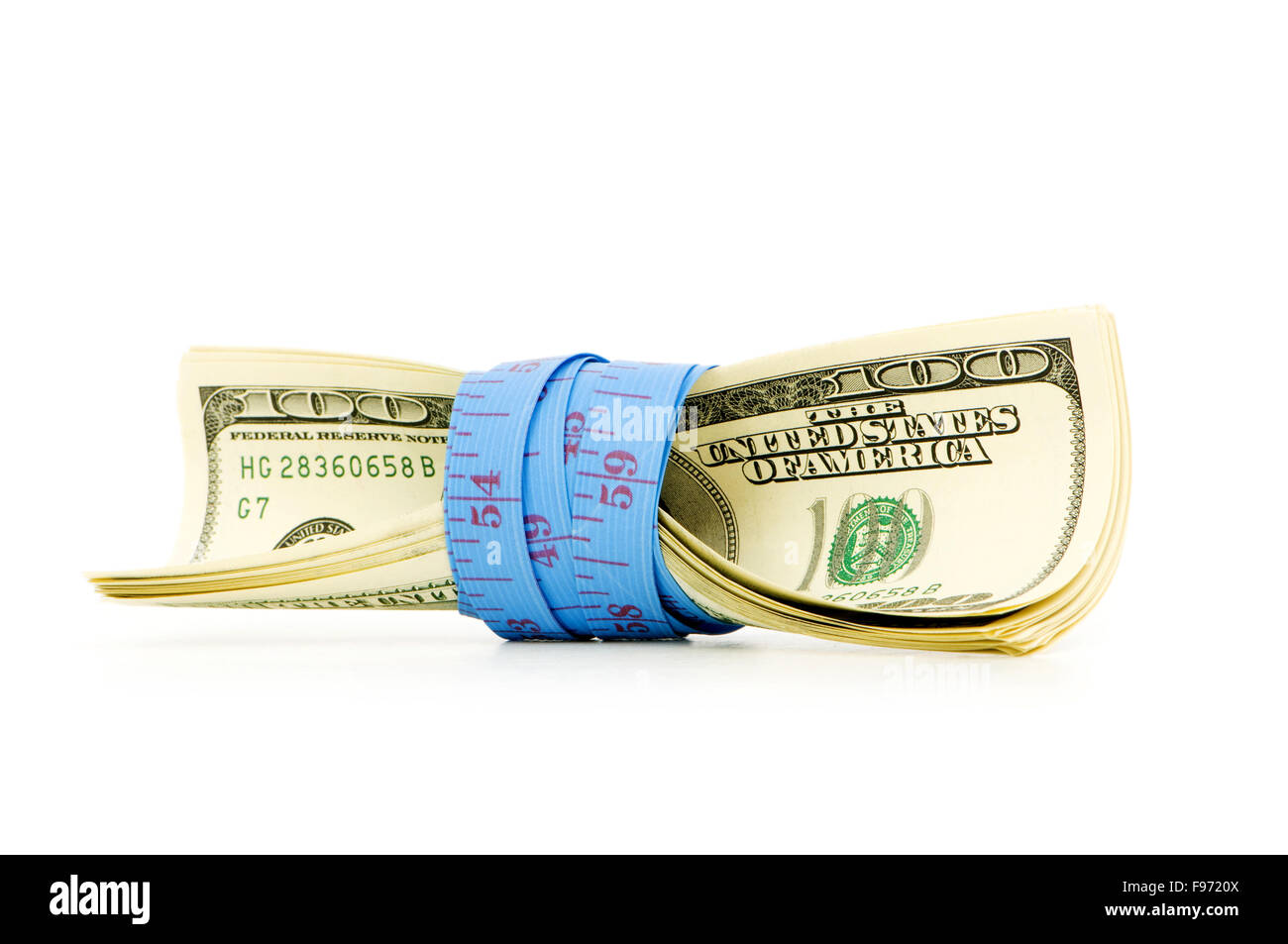 Financial concept - measuring money on white Stock Photo - Alamy