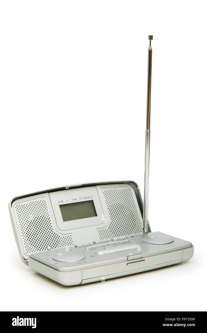 Silver radio isolated on the white background Stock Photo - Alamy