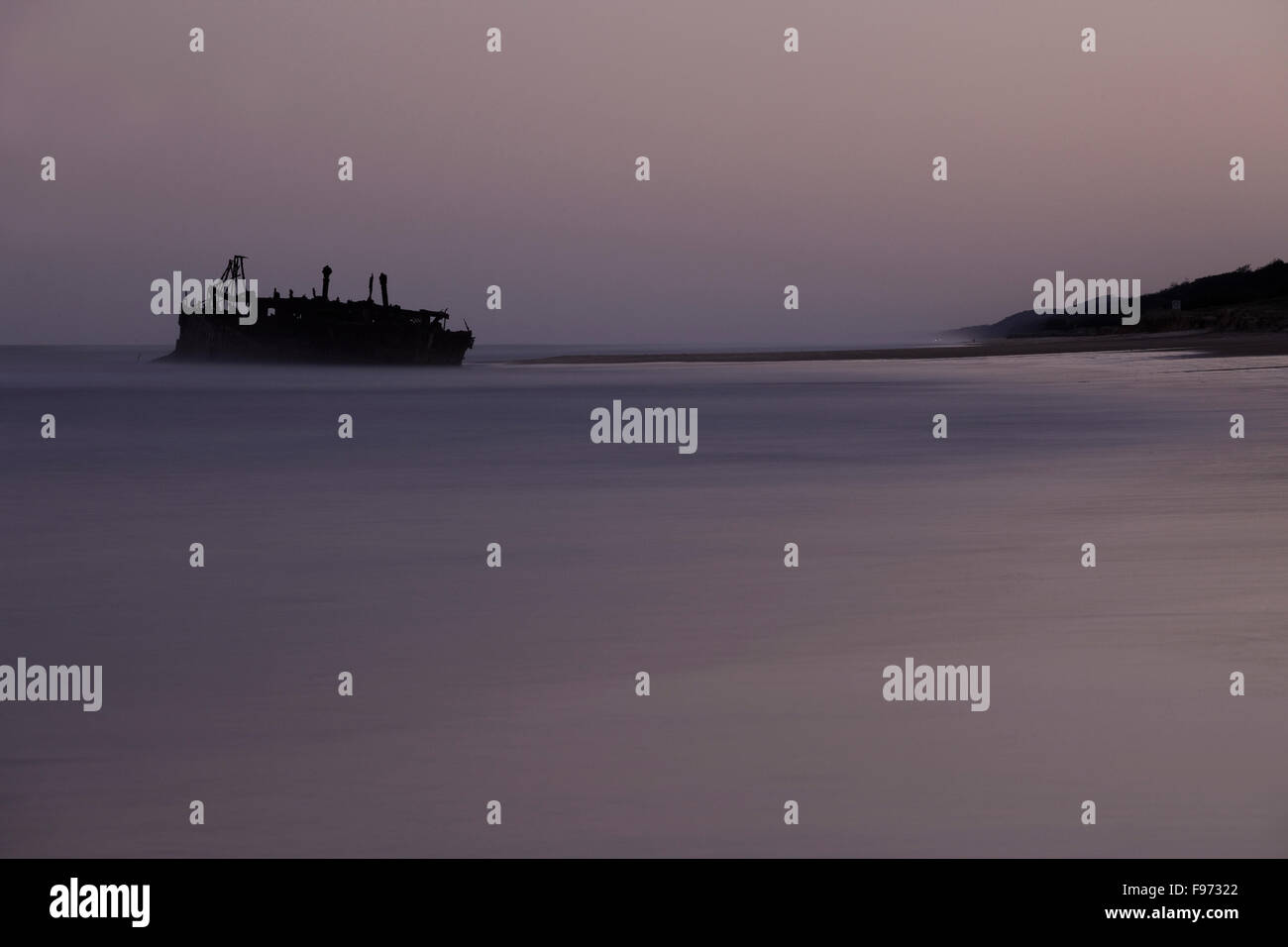 The wreck of the Maheno on the eastern beach, Fraser Island, Australia ...