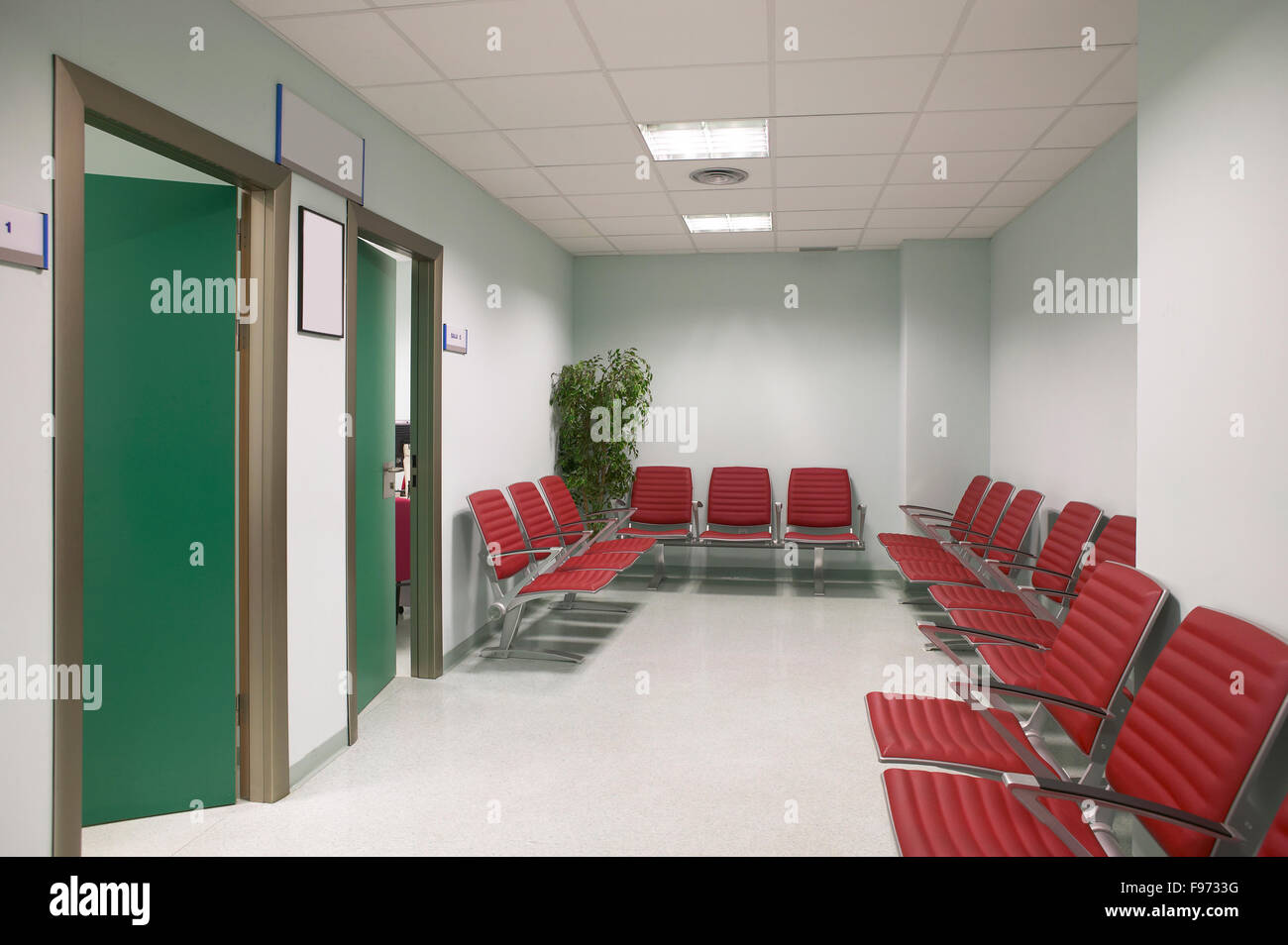 Waiting area and surgery rooms at Clinic center no people Stock Photo ...