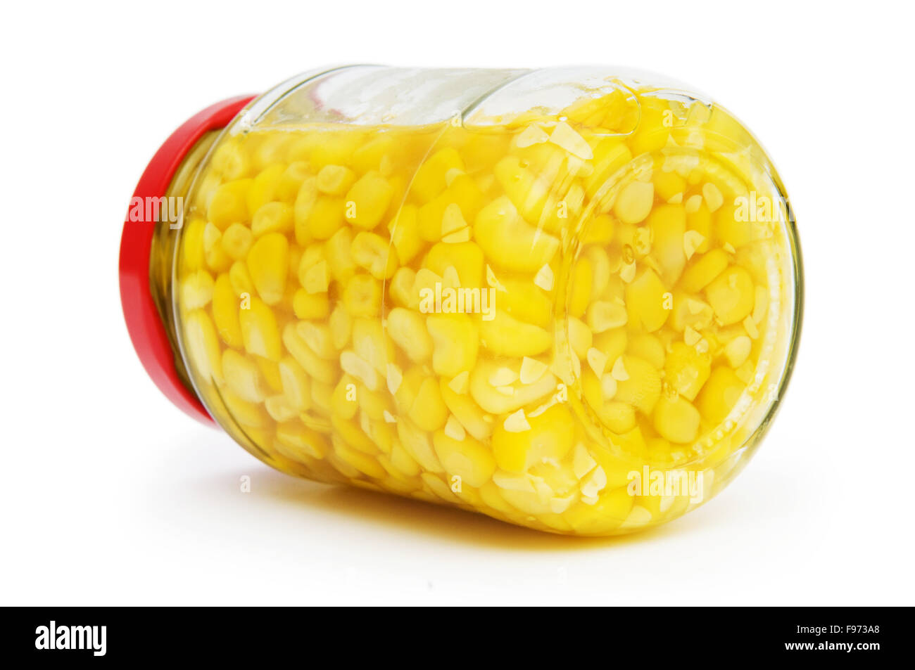 Sweet corn in glass jar isolated on white Stock Photo - Alamy