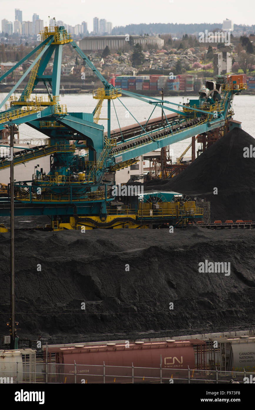 Coal stacker/reclaimer at Neptune Terminals. North Vancouver, British ...