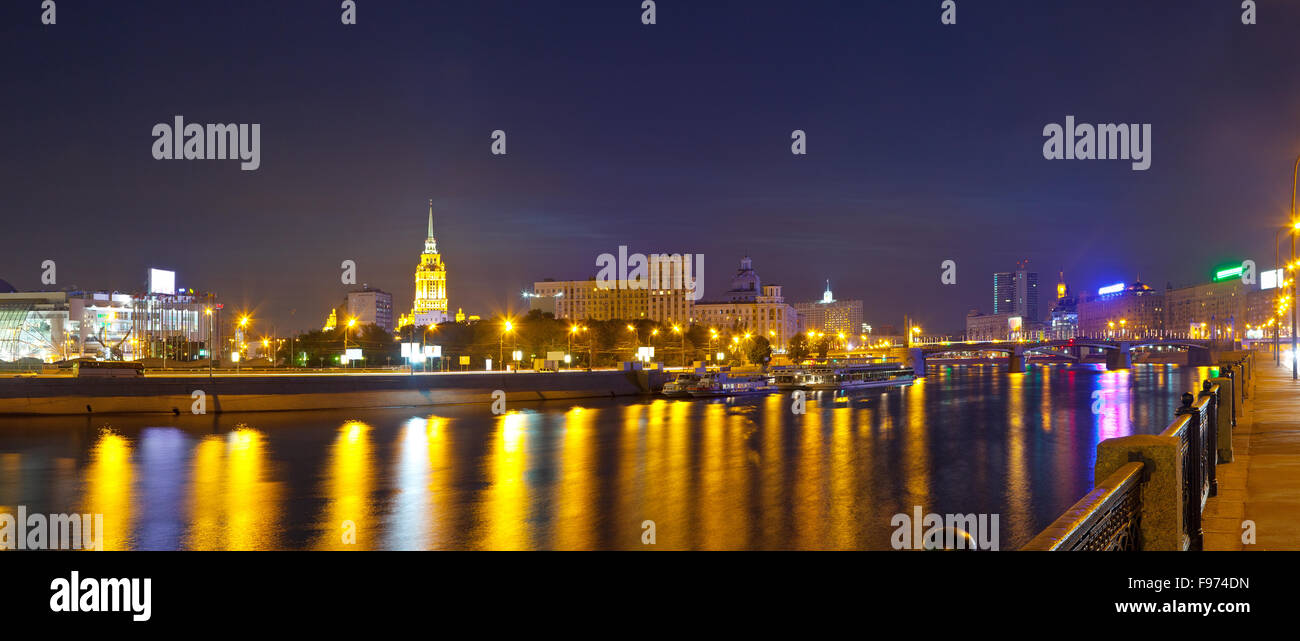 View of Moscow. Moskva River in summer night Stock Photo - Alamy