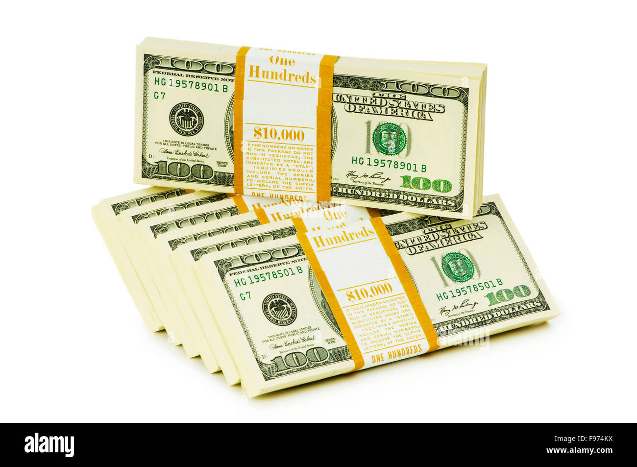 Stack of dollars isolated on the white Stock Photo - Alamy