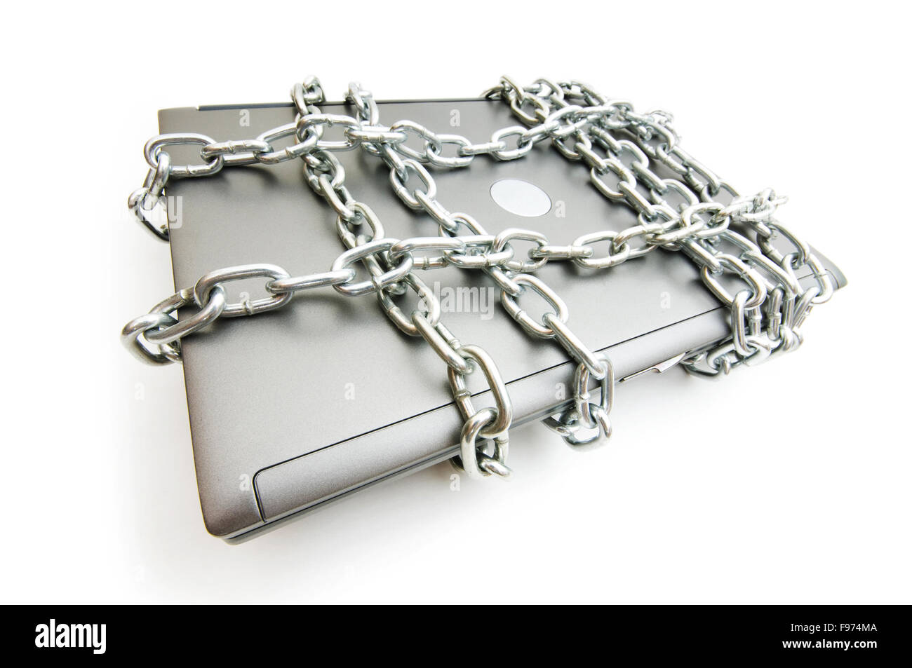 Computer security concept with laptop and chain Stock Photo - Alamy