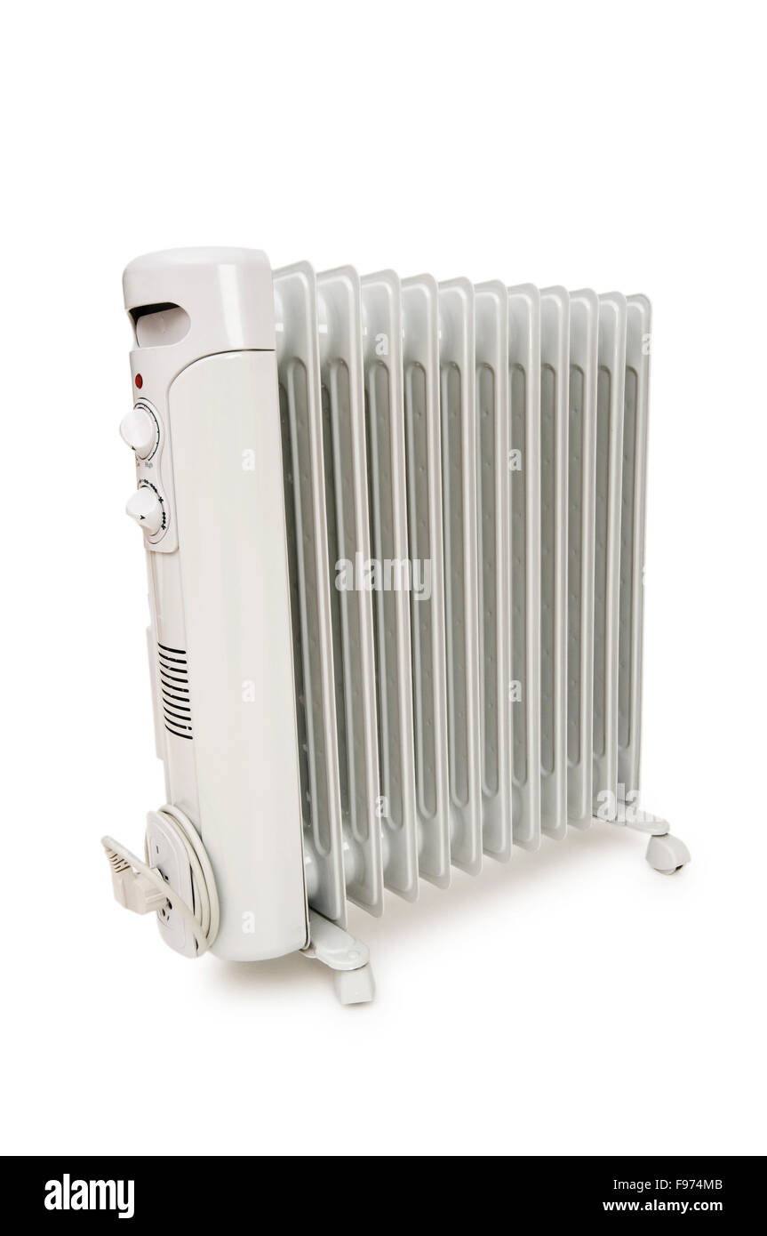 Oil radiator isolated on the white background Stock Photo - Alamy