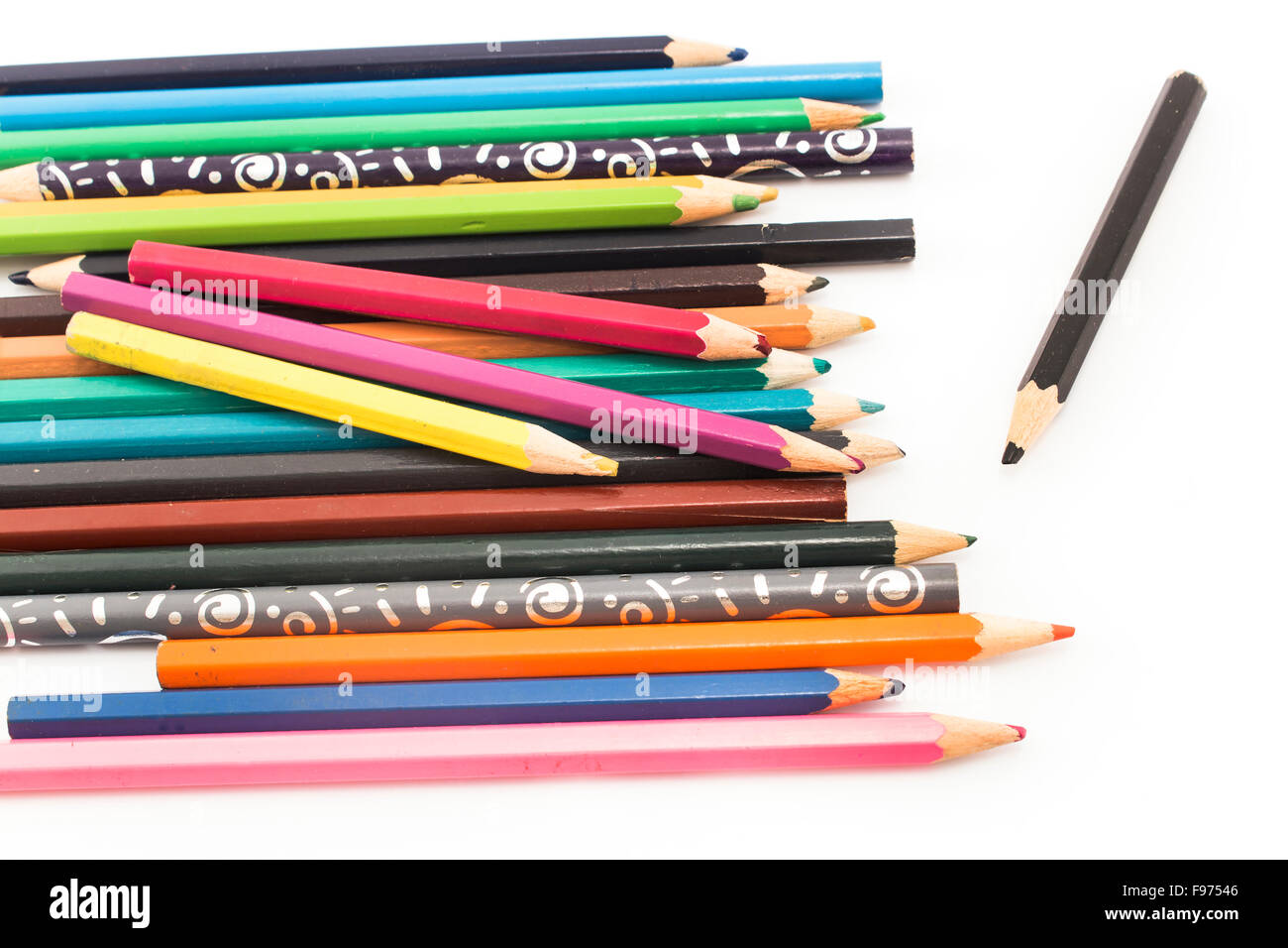 Colourful crayons on a white background Stock Photo - Alamy