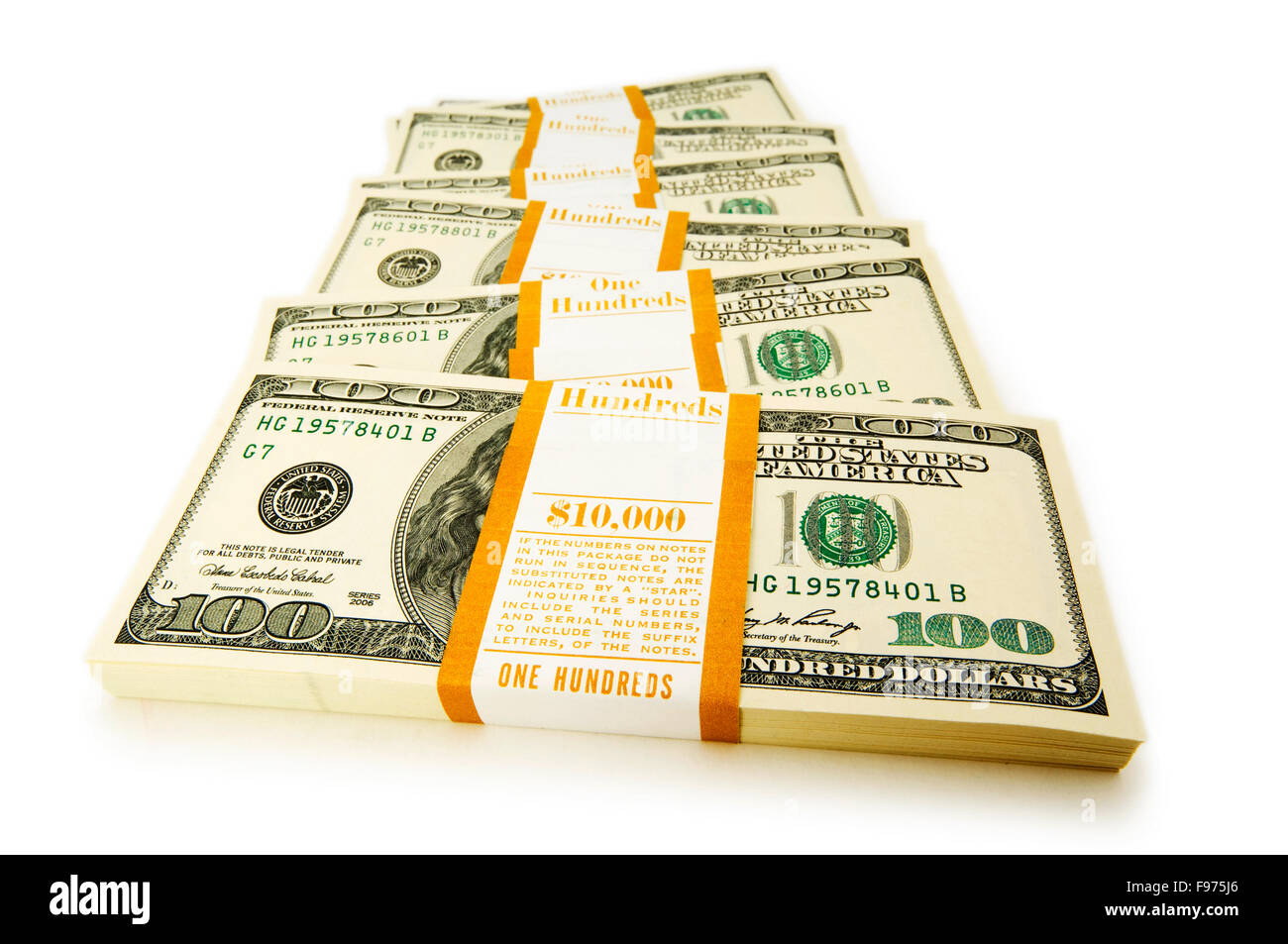 Stack of dollars isolated on the white Stock Photo - Alamy