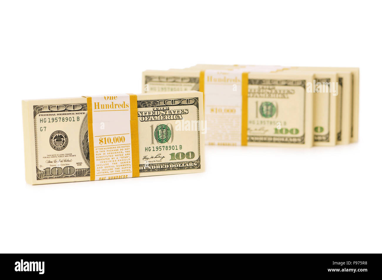 Stack of dollars isolated on the white Stock Photo - Alamy