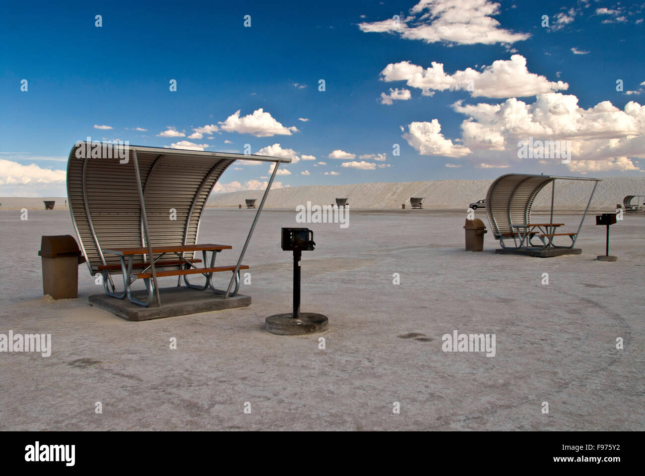 Parking and picnic area with covered picnic benches and grills at White ...