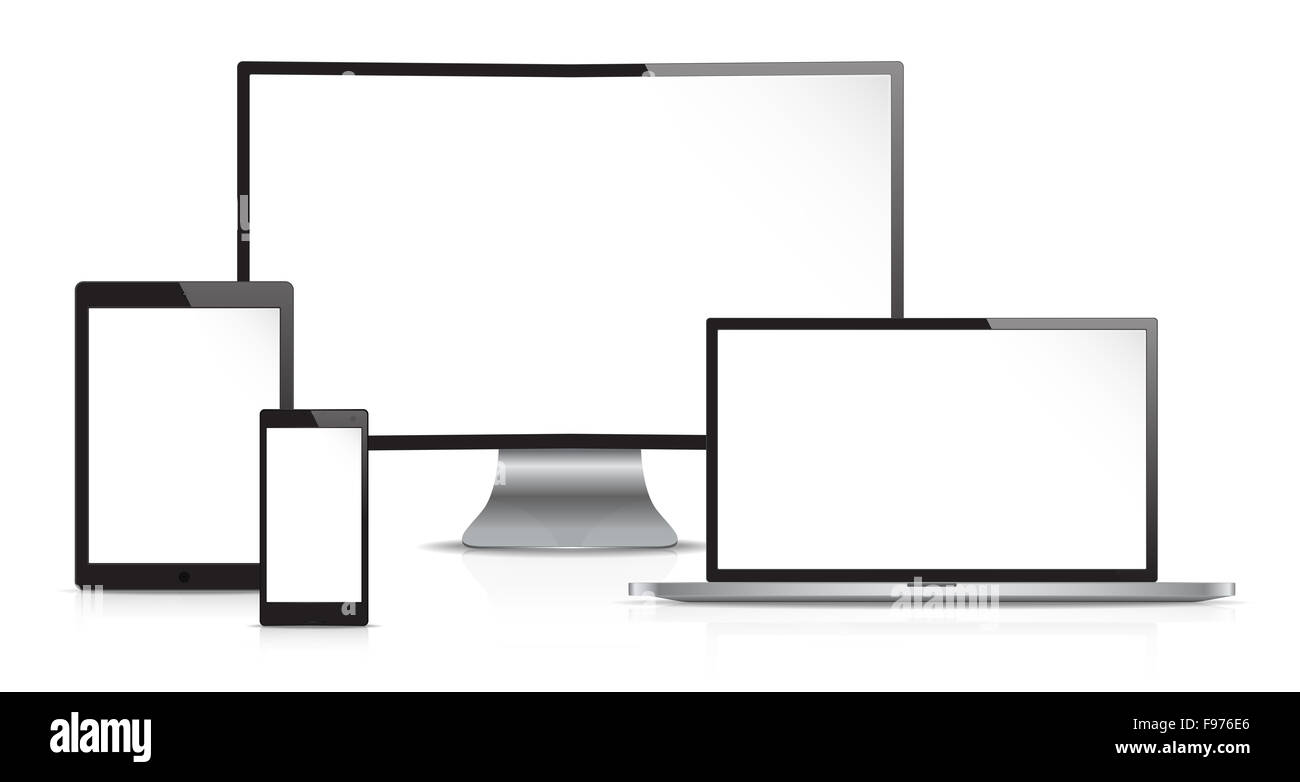 Vector of Non Branded Electronic devices. Front view. Copy Space Stock ...