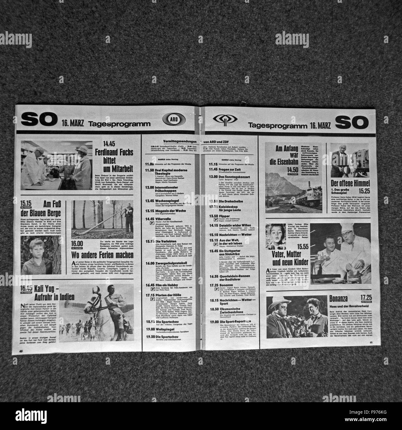 Seite aus der Fernsehzeitschrift HörZu, Deutschland 1960er Jahre. Page ...