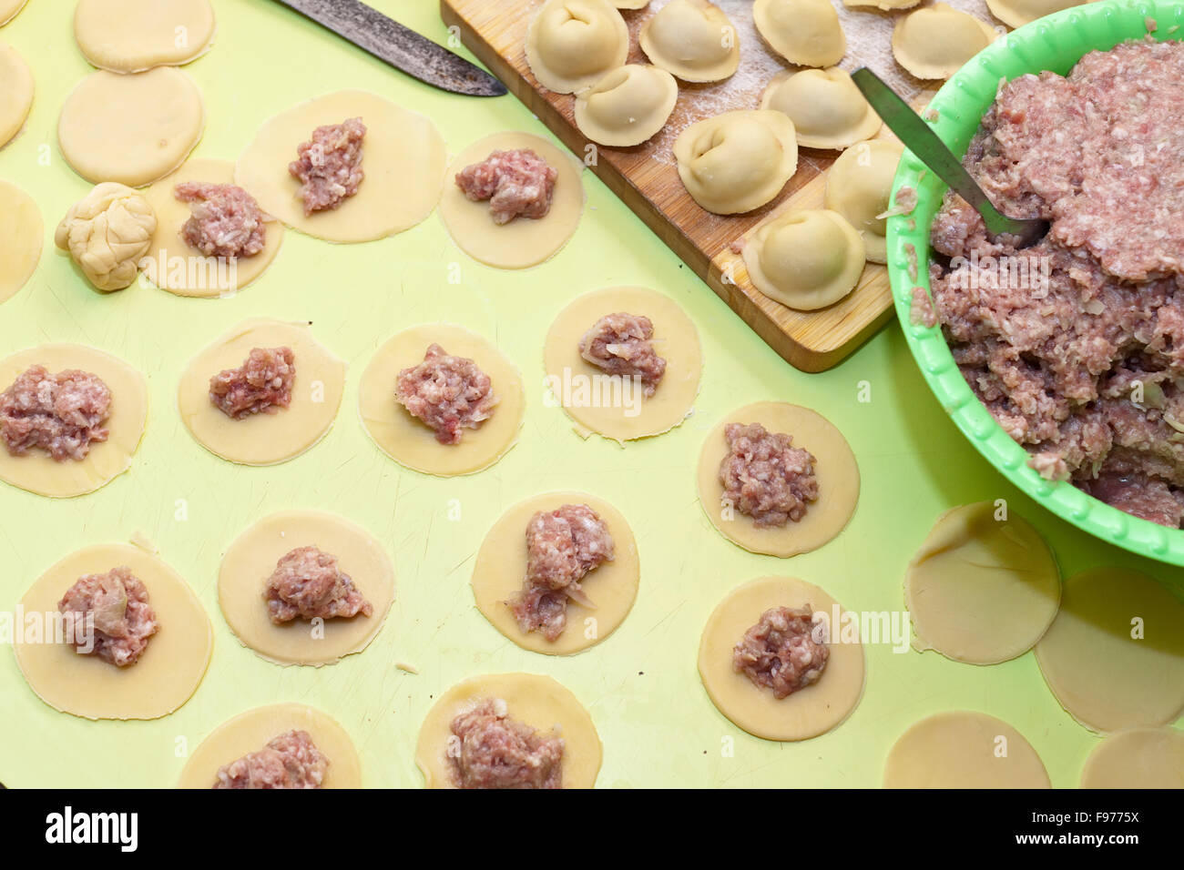 Close up of cooking meat dumplings (pelmeni Stock Photo - Alamy