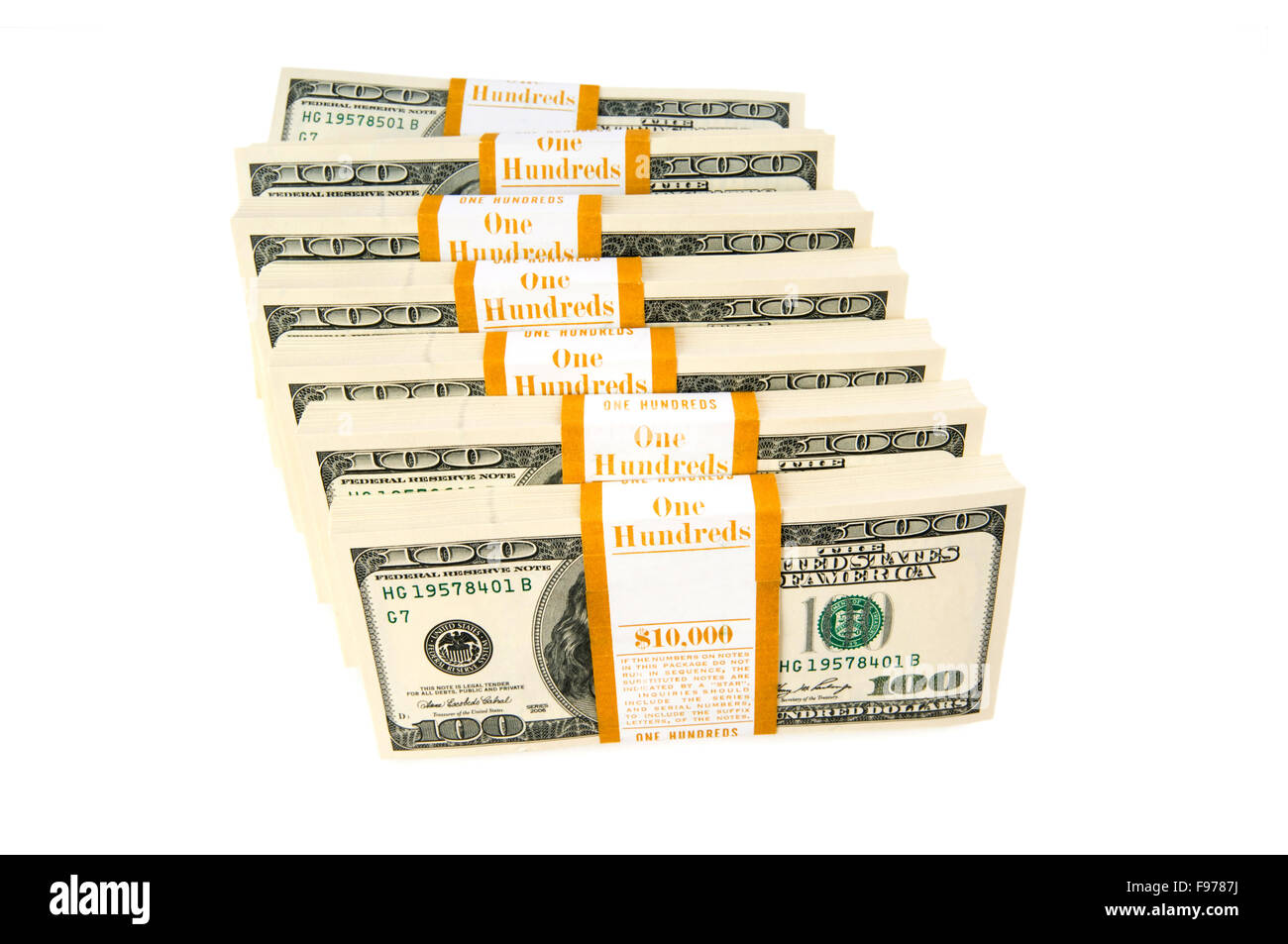 Stack of dollars isolated on the white Stock Photo - Alamy