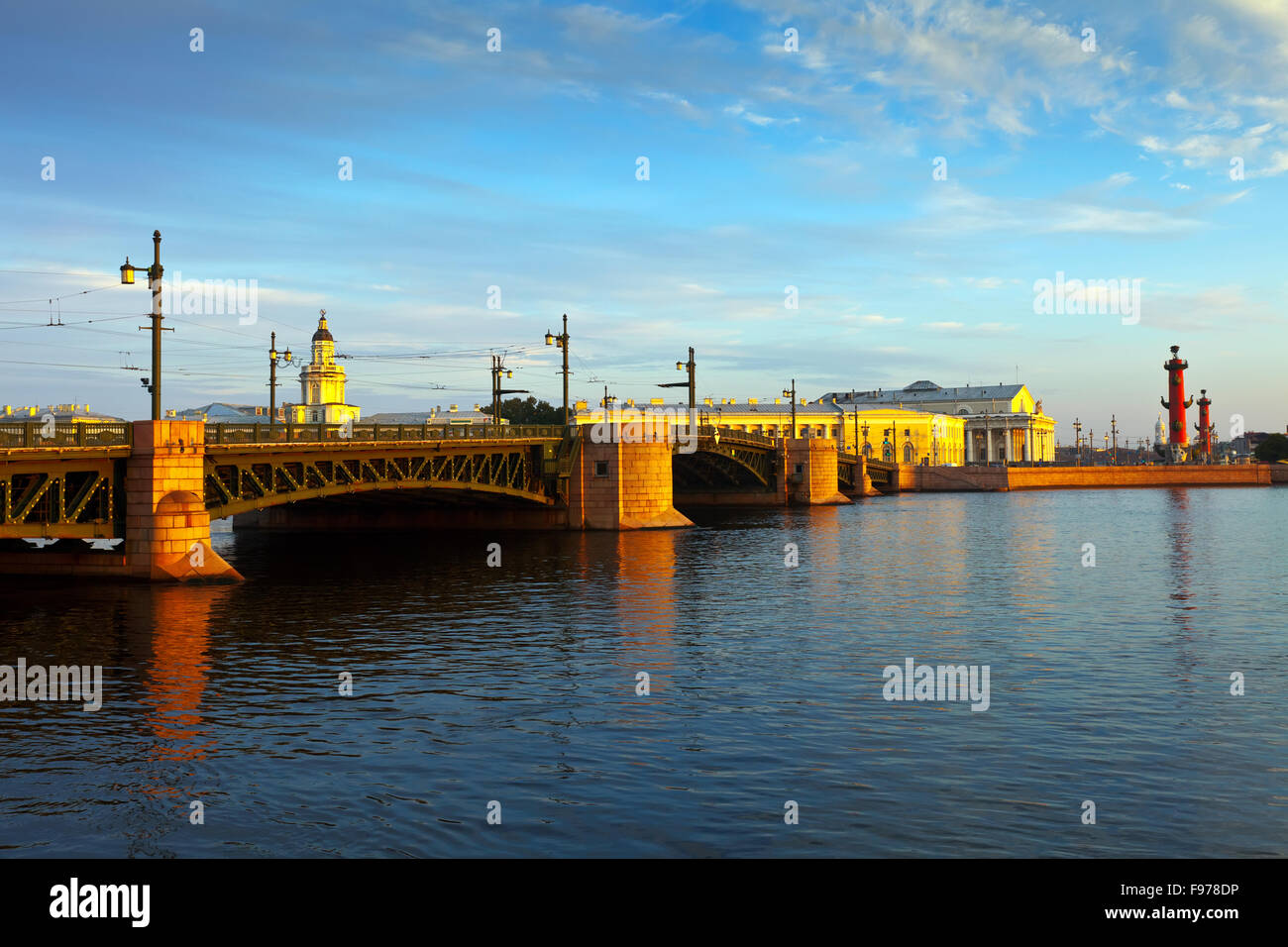 View of St. Petersburg. Palace Bridge in morning Stock Photo - Alamy