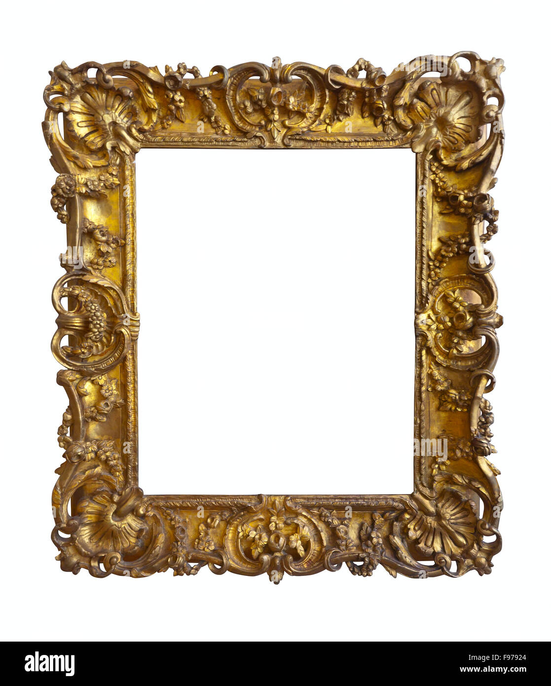 old gold picture frame. Isolated over white background with clipping ...