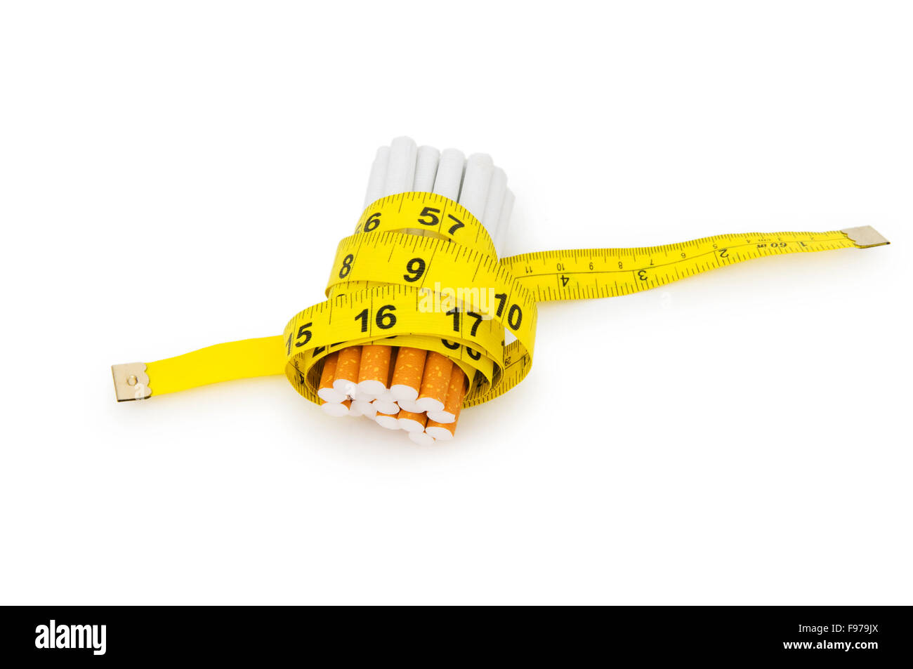 Smoking concept with measuring tape and cigarettes Stock Photo - Alamy