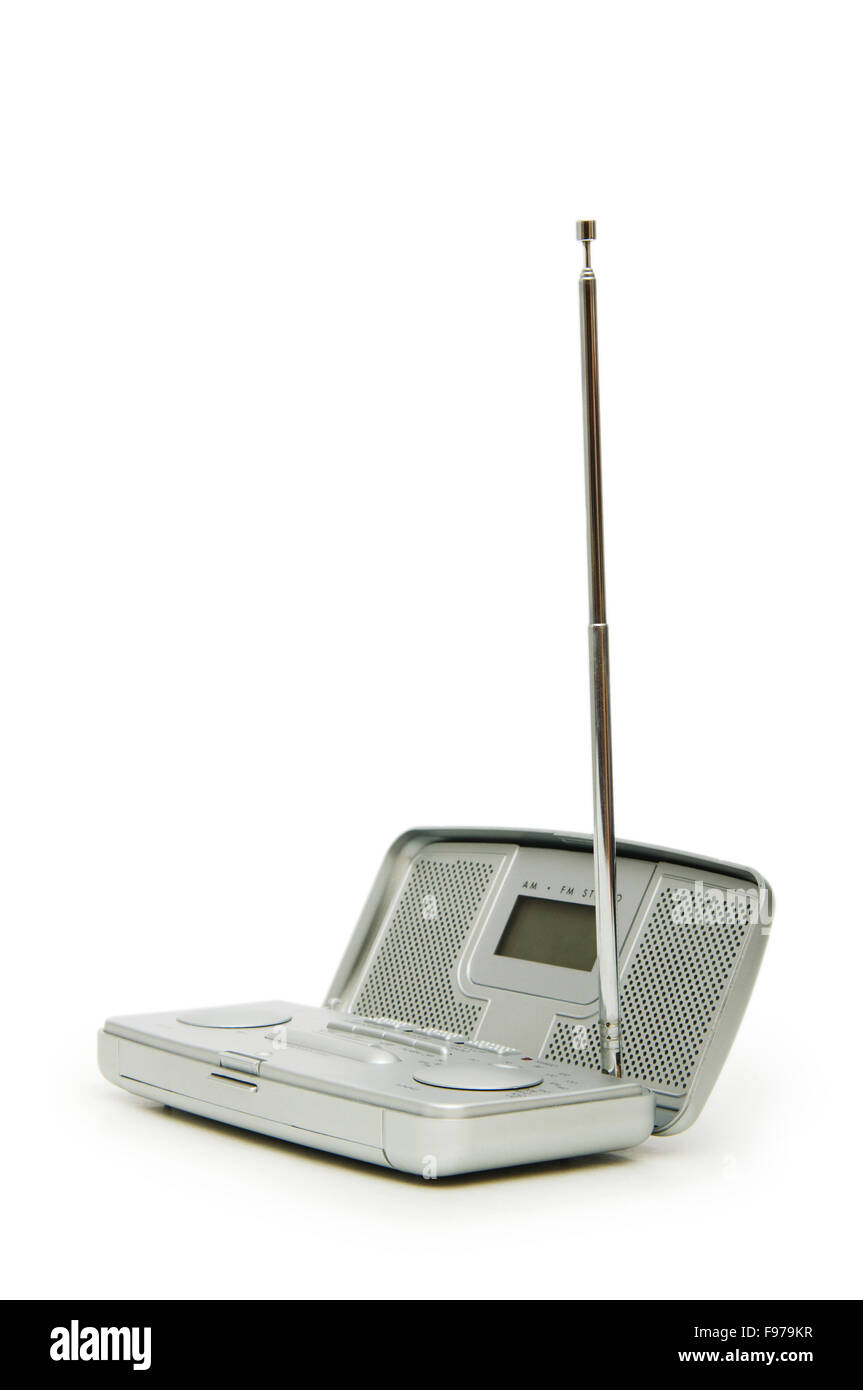 Silver radio isolated on the white background Stock Photo - Alamy