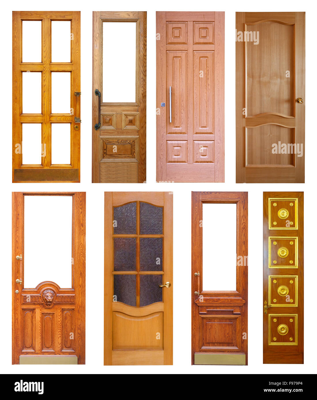 Set of wooden doors. Isolated over white background Stock Photo - Alamy