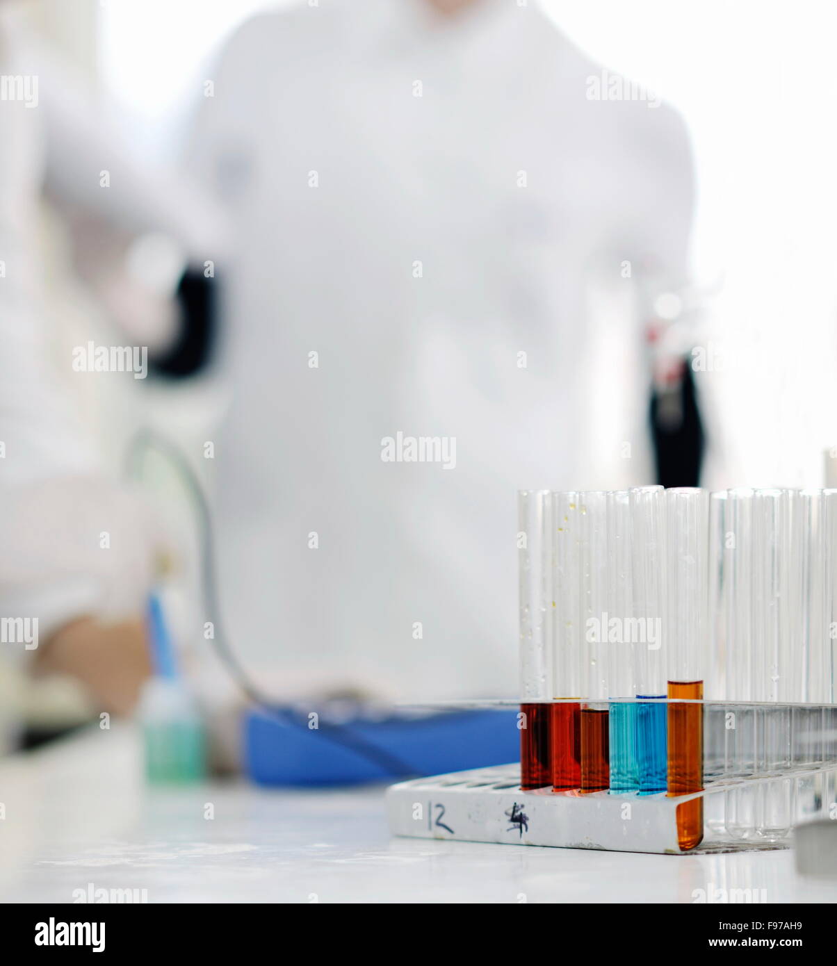 test tubes equipment in chemistry bright lab Stock Photo - Alamy