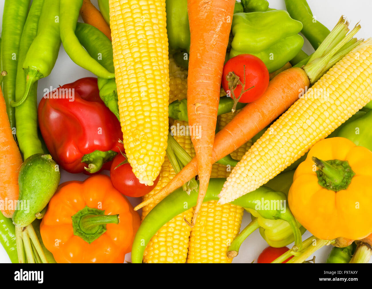 Various colourful vegetables arranged at the market Stock Photo - Alamy