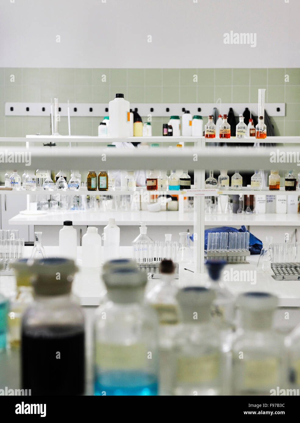 test tubes equipment in chemistry bright lab Stock Photo - Alamy