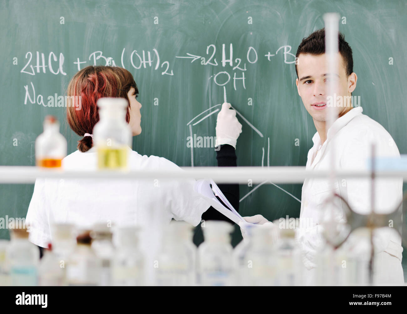 young students couple making test in bright labaratory Stock Photo - Alamy