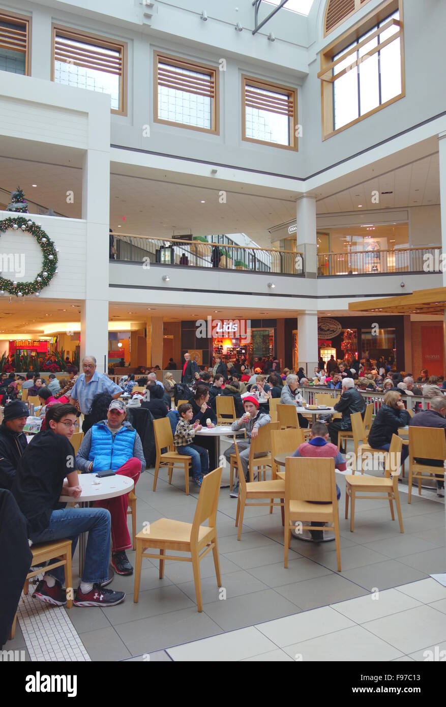 People sitting at tables at a mall food court in Toronto, Canada Stock ...