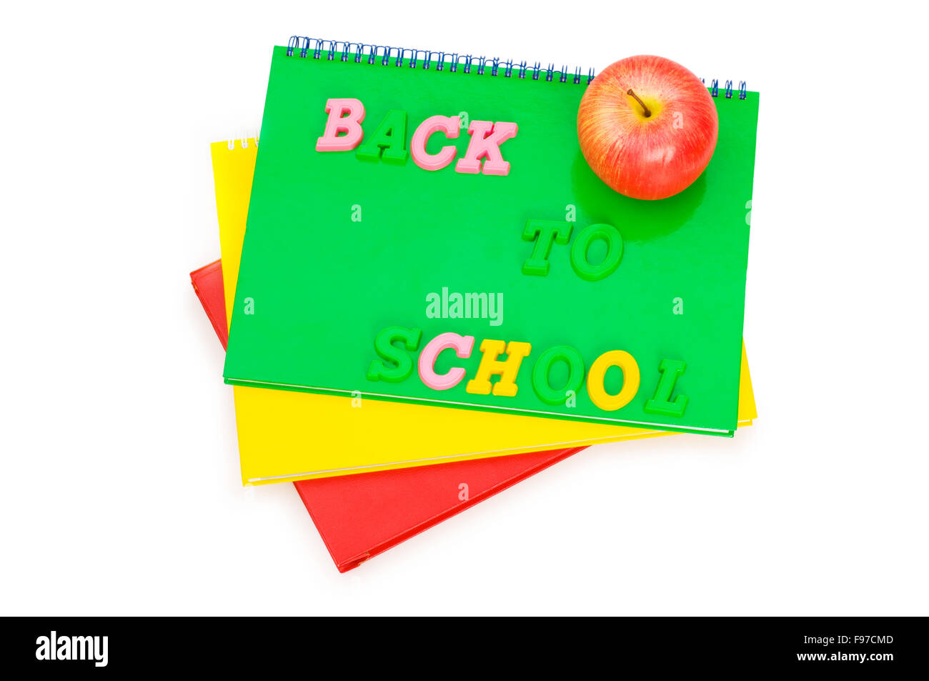Back to school concept with book and apple Stock Photo - Alamy