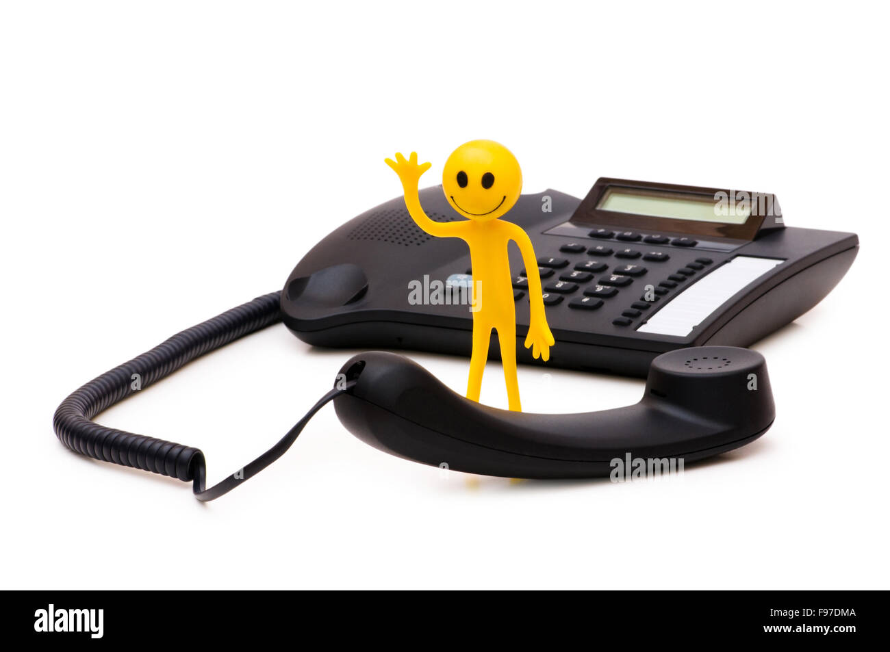 Phone support concept - smilie and receiver isolated on white Stock ...