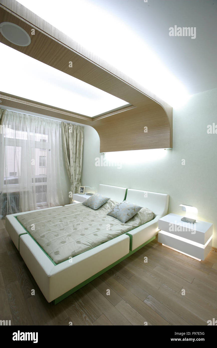 big bed in bedroom Stock Photo - Alamy