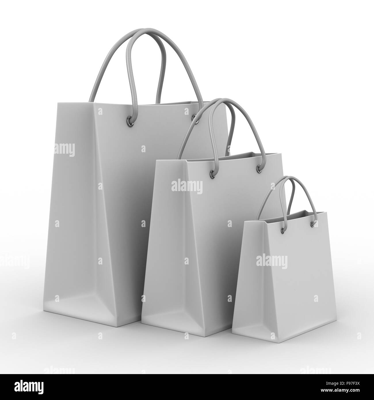 Three shoping bags on white. Isolated 3D image Stock Photo - Alamy