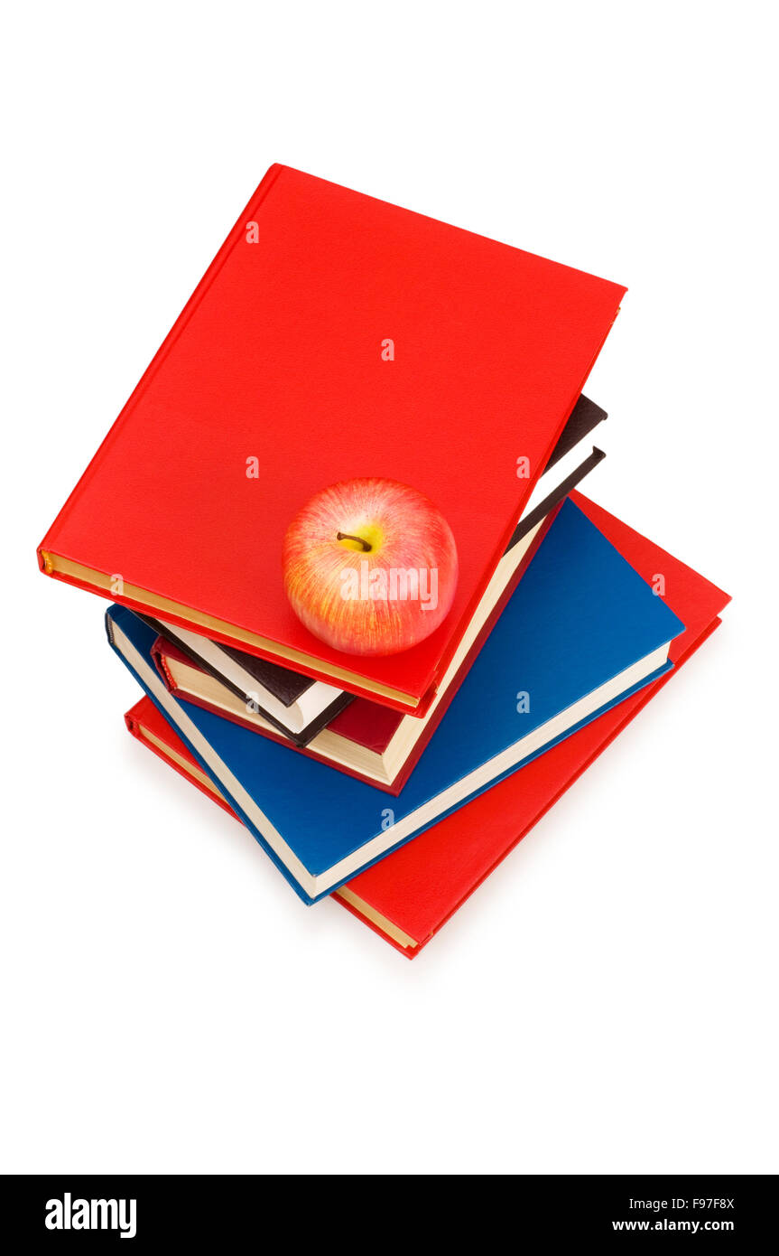 Back to school concept with books and apple Stock Photo - Alamy