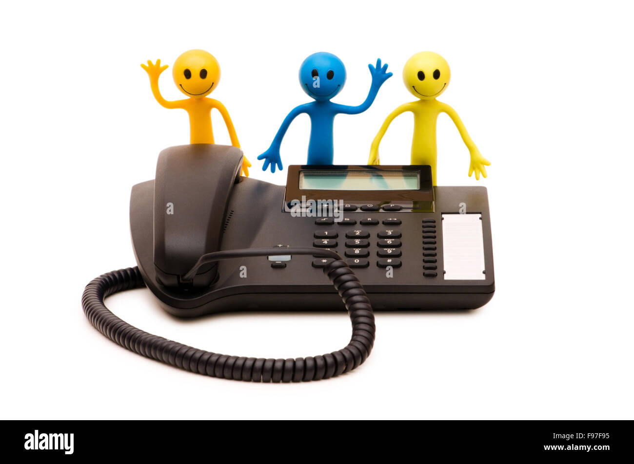 Phone support concept - smilie and receiver isolated on white Stock ...