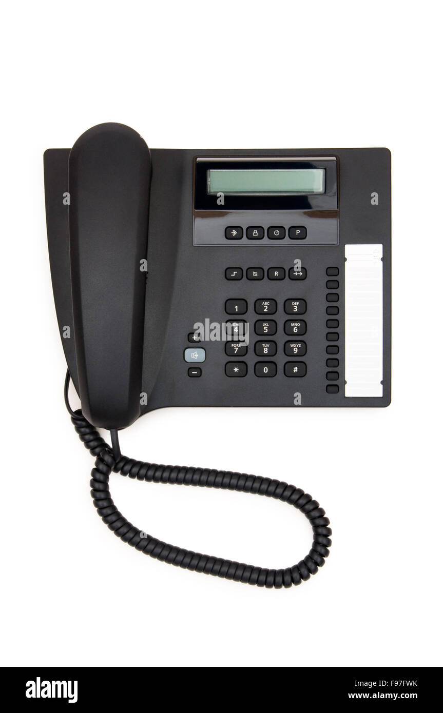 Office phone isolated on the white background Stock Photo - Alamy