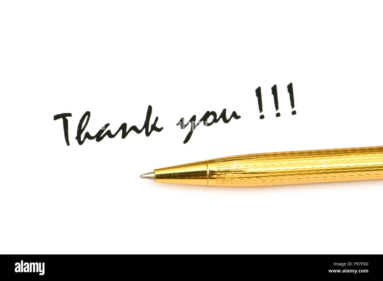 Thank you message and pen isolated on white Stock Photo - Alamy