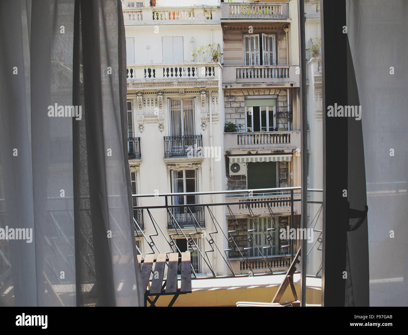 View Of Facade From Balcony Window Stock Photo - Alamy