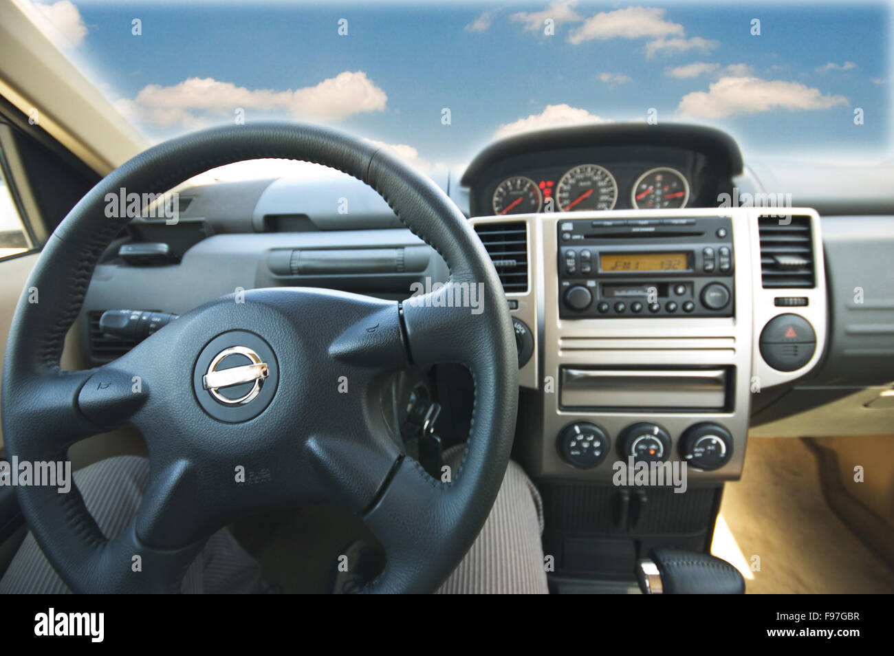 Interior of a modern car at driving seat Stock Photo - Alamy