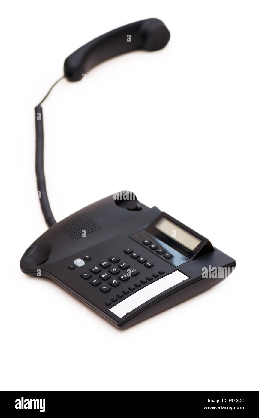 Office phone isolated on the white background Stock Photo - Alamy
