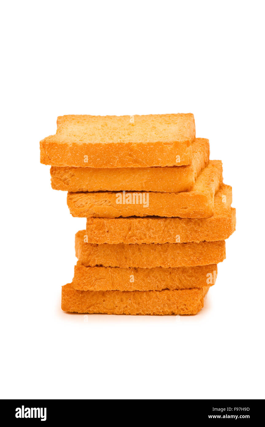 Stack of fresh toasts isolated on white Stock Photo - Alamy
