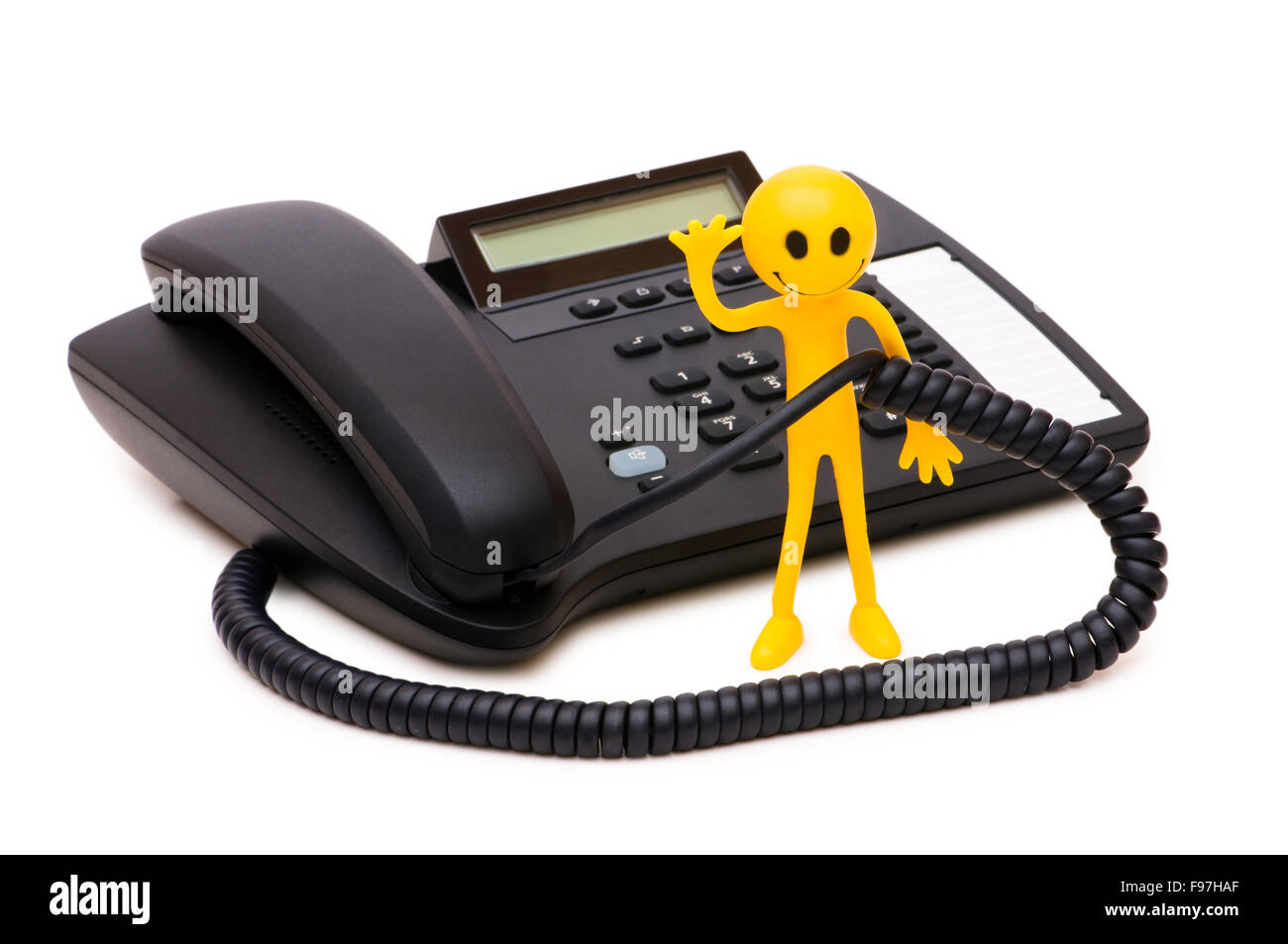 Phone support concept - smilie and telephone isolated on white Stock ...