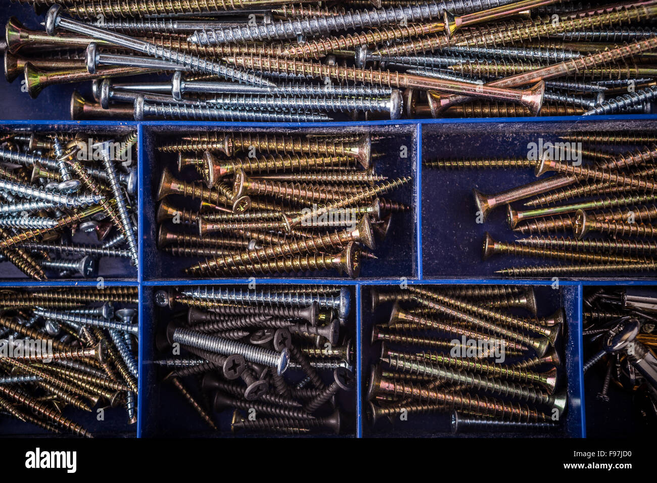 Set screws in blue box Stock Photo - Alamy
